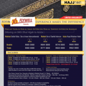 Flywell Travel - FLY106 5 Weeks | Hajj 2020 / 1441 Packages - South Africa
