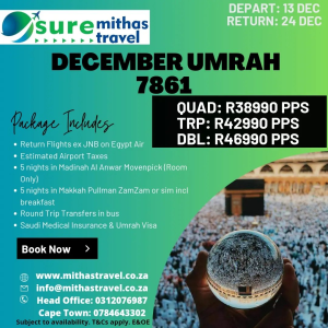 Sure Mithas Travel - December Umrah 7861 | December 2023 Umrah Package ...