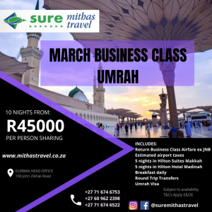 Sure Mithas Travel - March Business Class Umrah | March 2022 Umrah ...