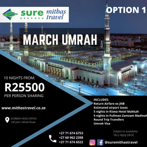 Sure Mithas Travel - March Umrah - Option 1 | March 2022 Umrah Package ...