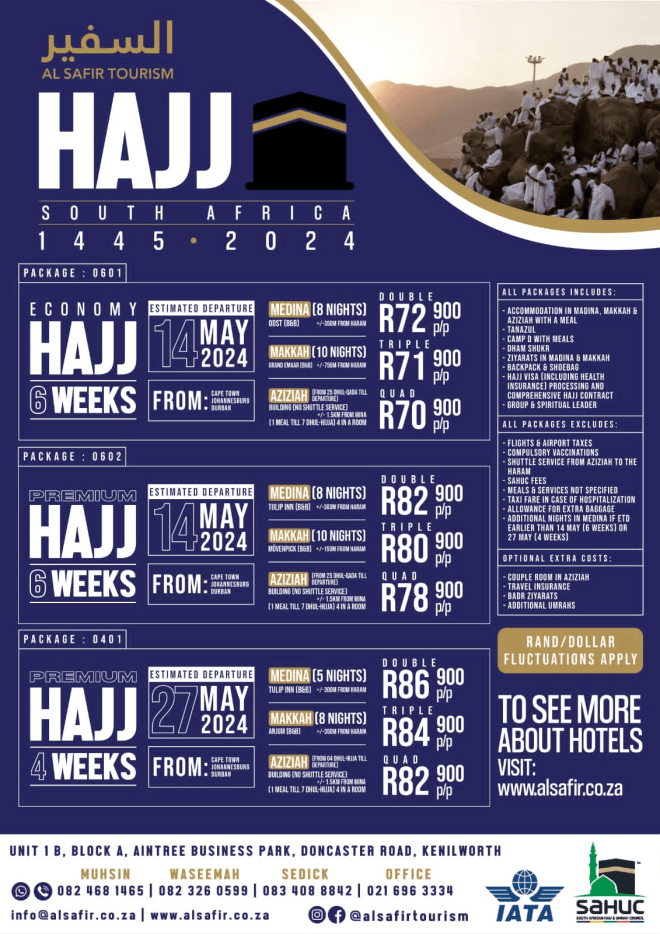 Al Safir - 0601 - Economy Hajj | Hajj 2024 / 1445 Packages - South Africa