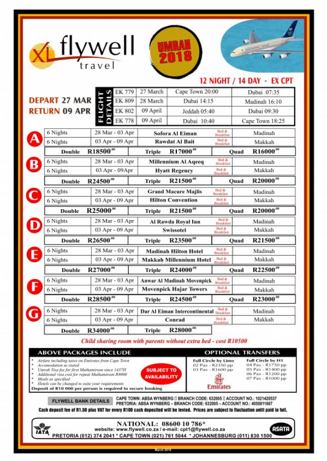 Flywell Travel - EX CPT -27th March - 9th April 2018 - Package A ...