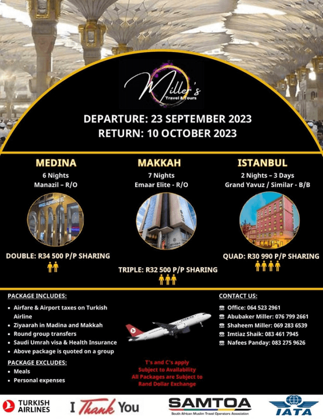 Miller's Travel - September Umrah and Turkey | September / October 2023 ...